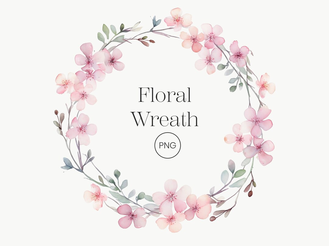 Watercolor Floral Wreath | Transparent PNG Pastel Pink Floral Wreath ...