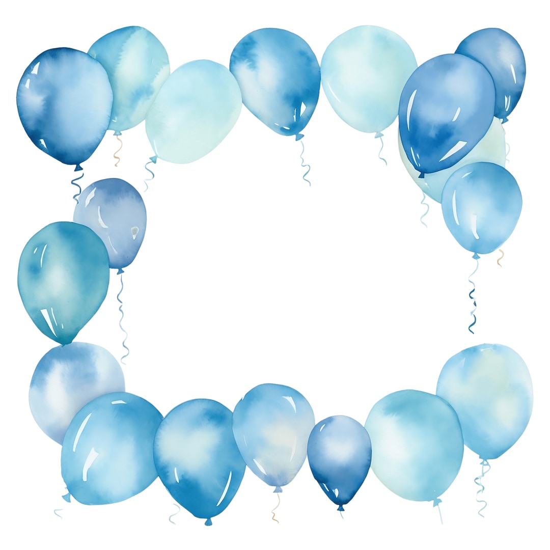 Watercolor Birthday Party Borders and Frames 10 JPG Clipart Bundle ...