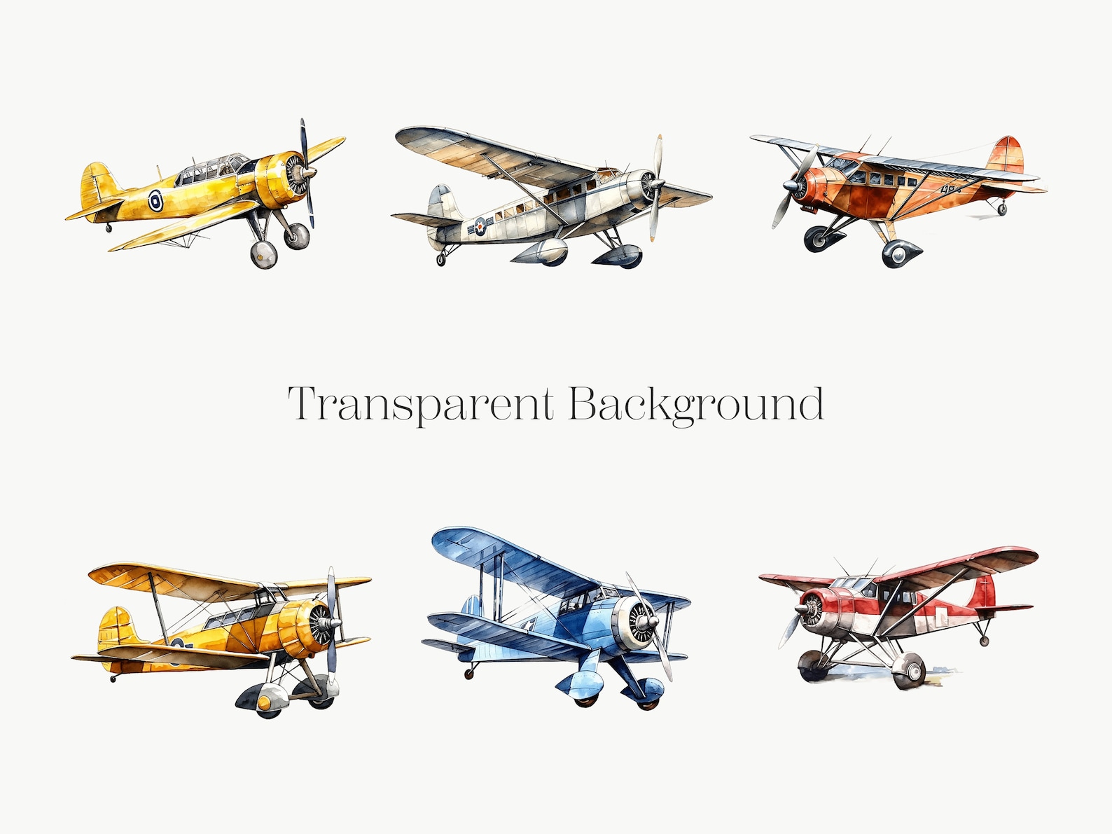 Vintage Airplane Watercolor Planes | 10 High Quality Transparent PNG ...
