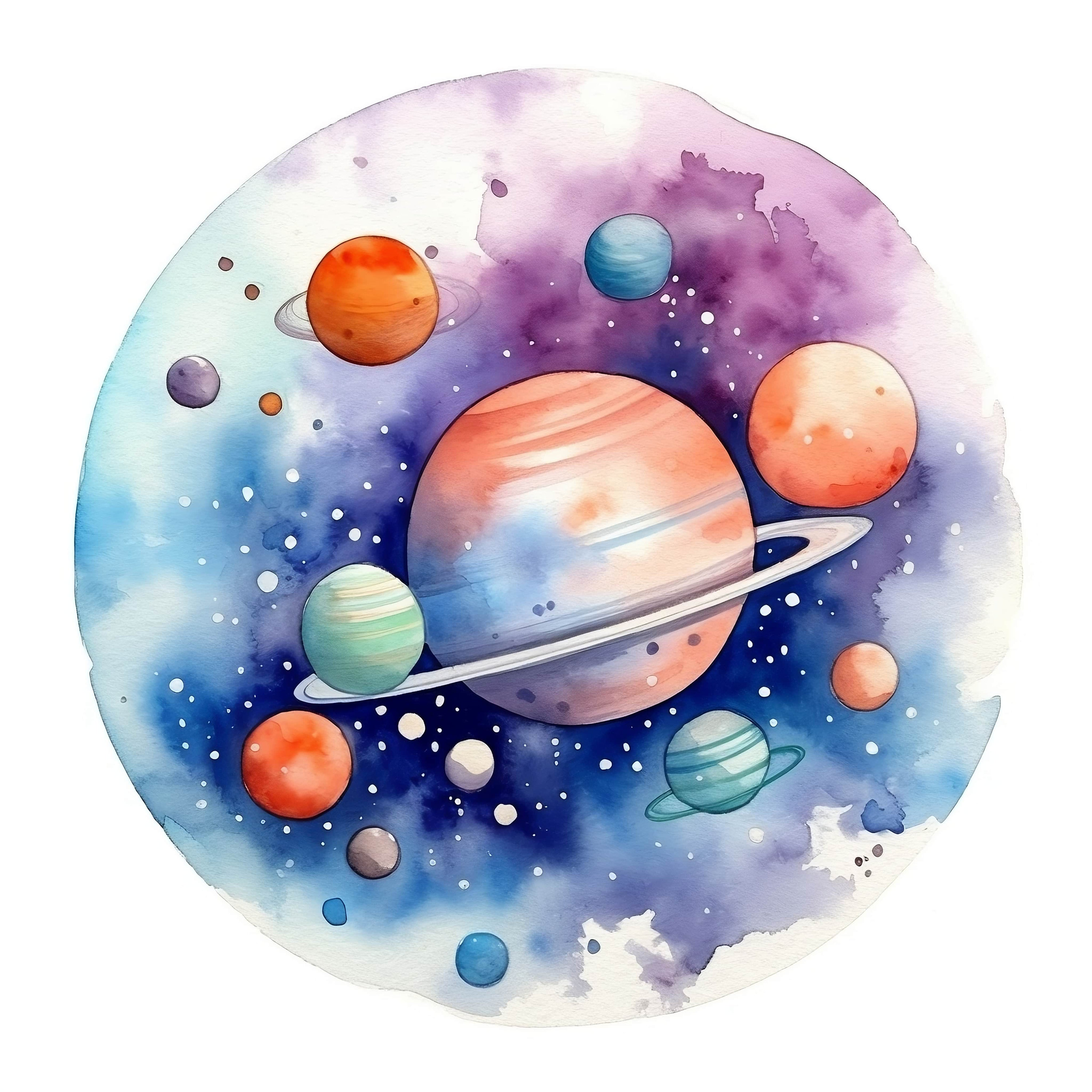10 Space Watercolor Clipart Planets Space Shuttle Boy - Etsy