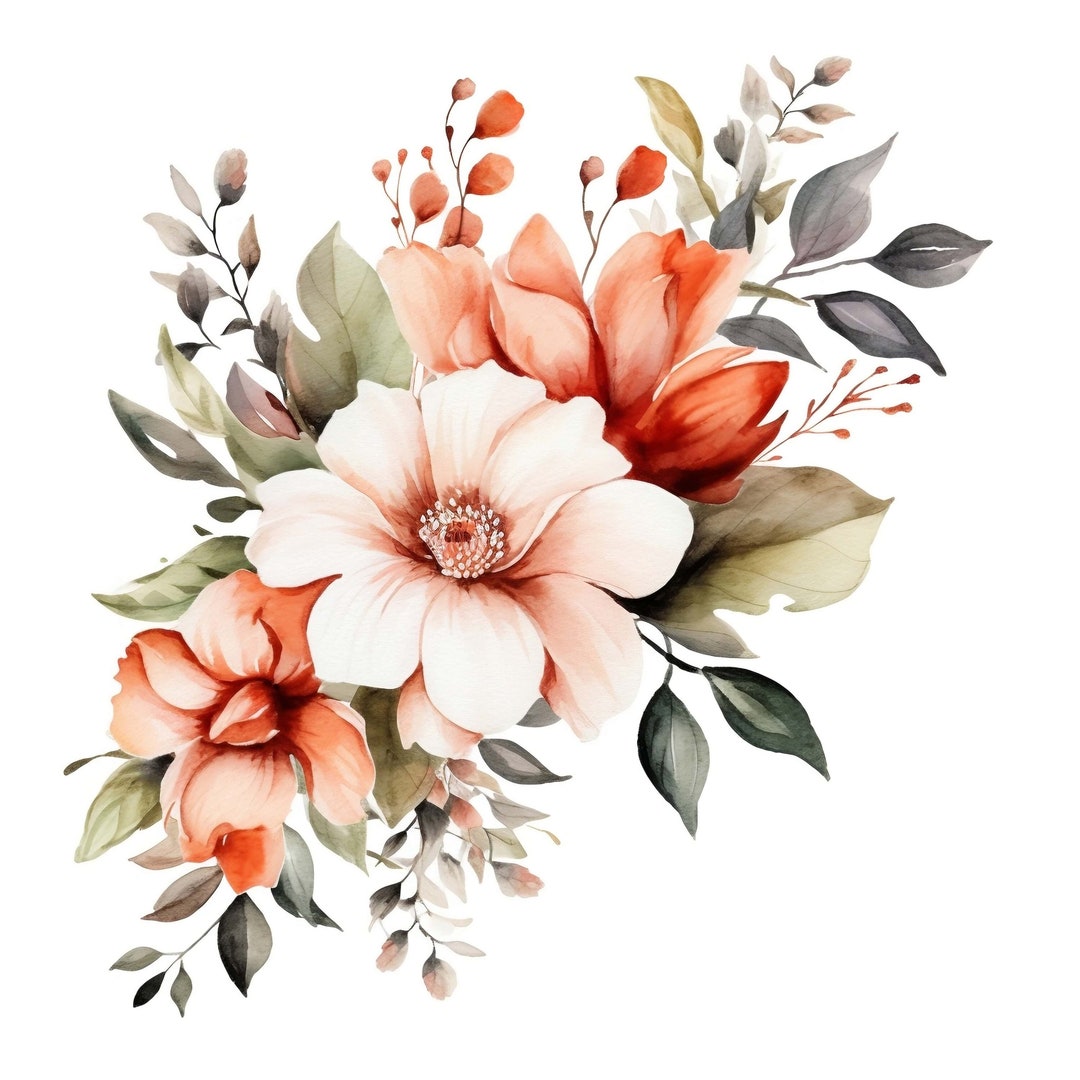 Watercolor Flower Border Clip Art | Floral Card Design (JPG Digital ...