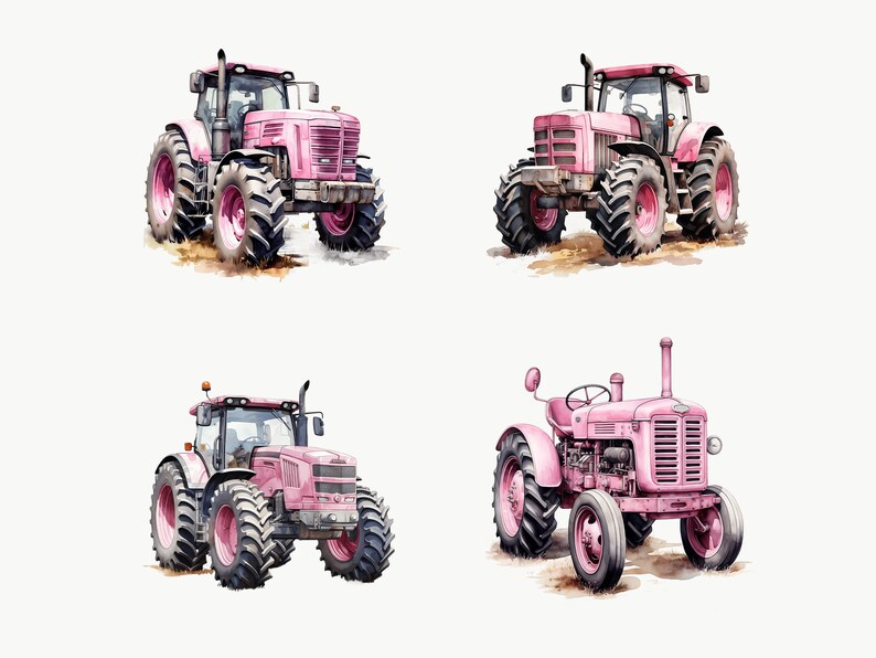 Pink Tractor Clipart | 10 High Quality Transparent PNG | Farm Tractor ...