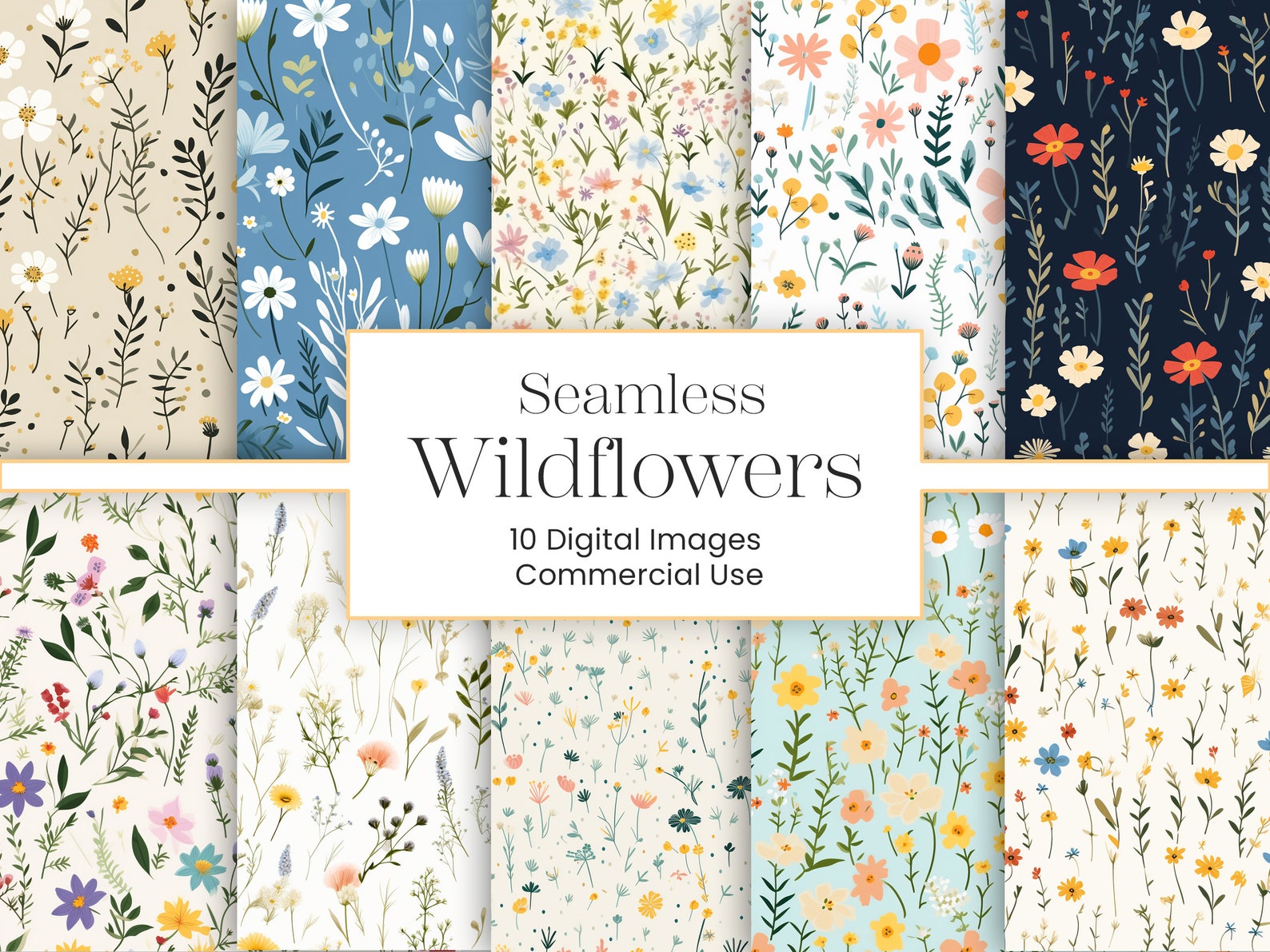 Wildflower Seamless Background 10 JPG Boho Wildflower Seamless Pattern ...
