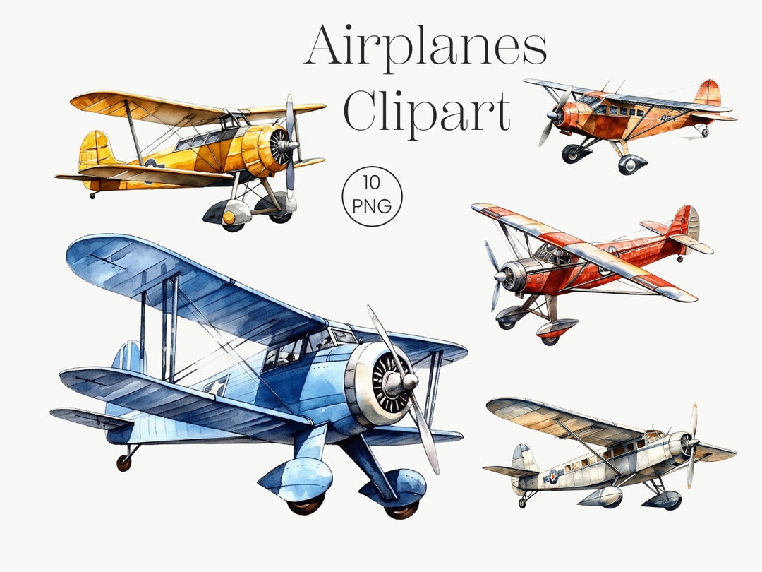 Vintage Airplane Watercolor Planes | 10 High Quality Transparent PNG ...