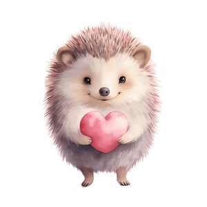 Cute Animal Valentines Clipart | 10 JPG | Cute Hedgehog Clip Art ...