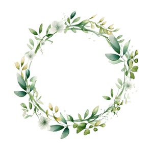 Watercolor Greenery Frames: Botanical Leaf Clipart (digital Download ...