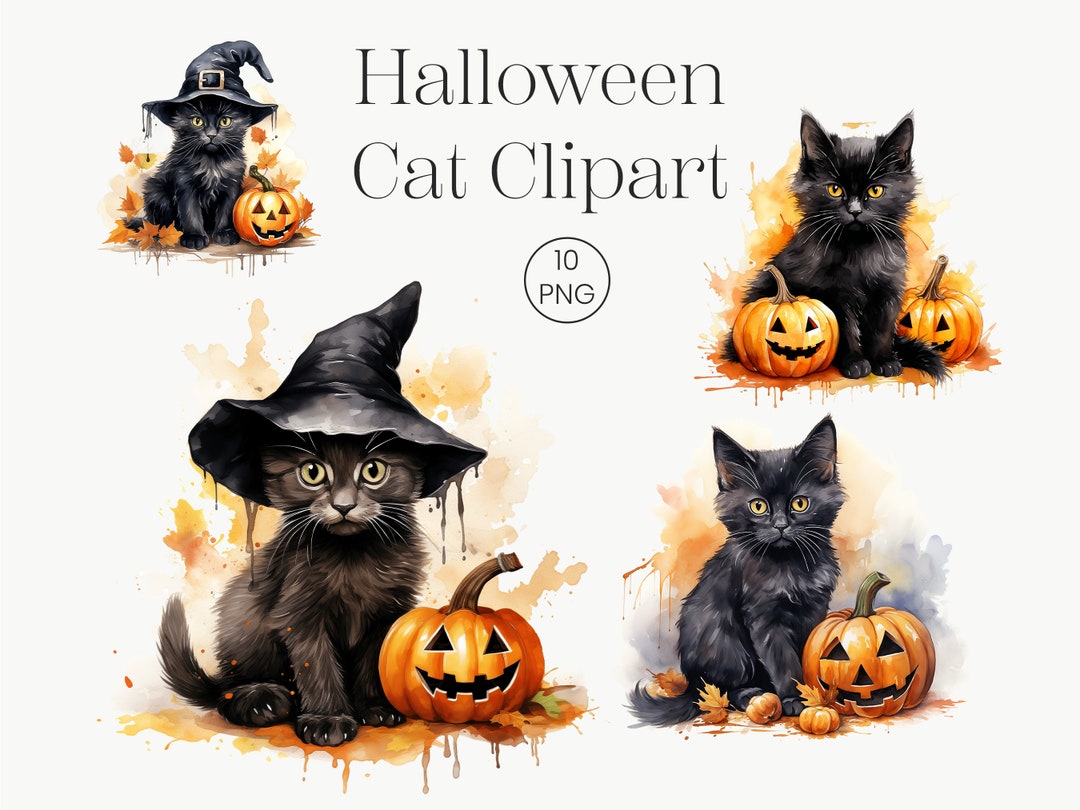 Cute Halloween Cat Clipart | 10 High Quality Transparent PNG | Magic ...