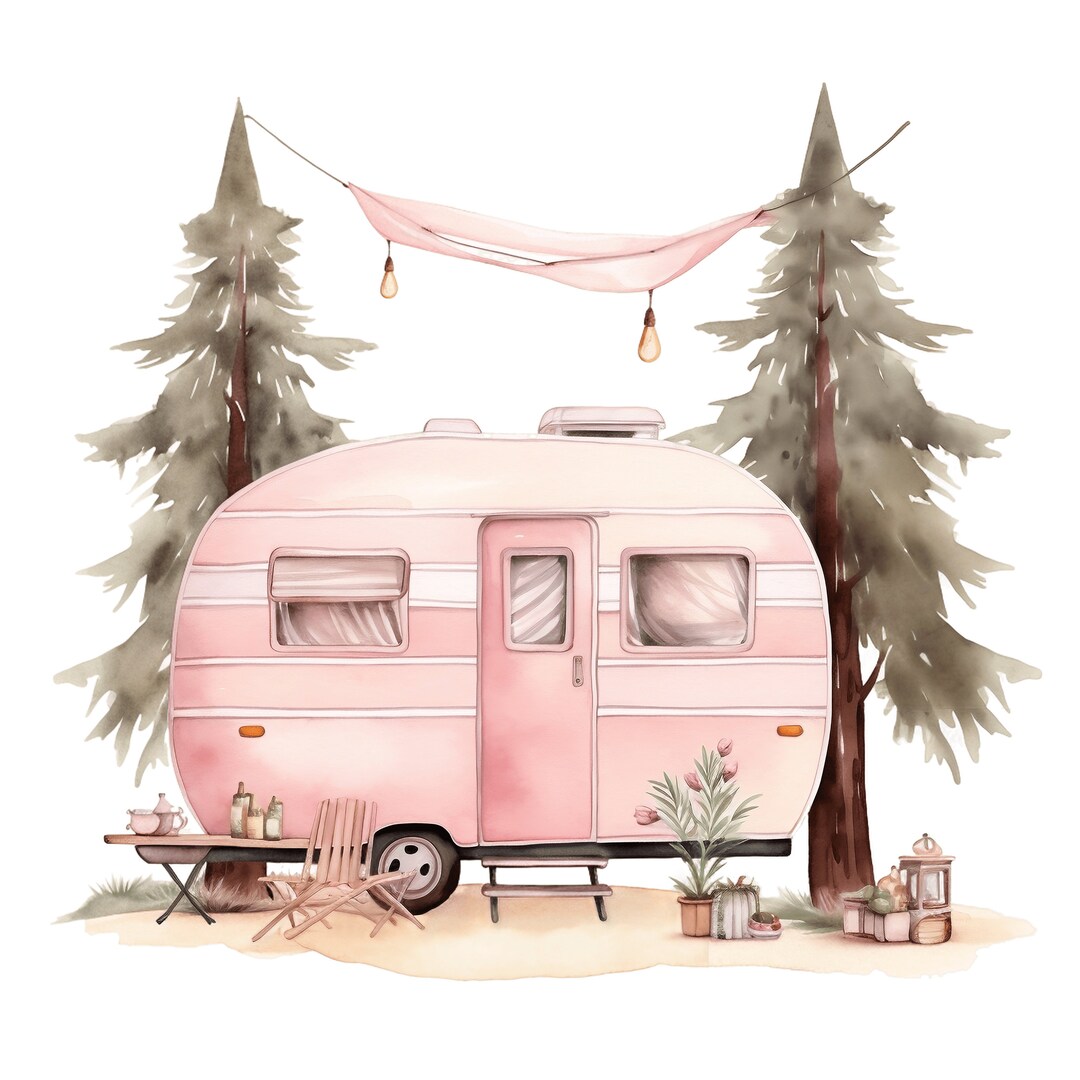 Watercolor Camping Clipart 10 JPG Girl Camping Clipart, Campfire Camper ...
