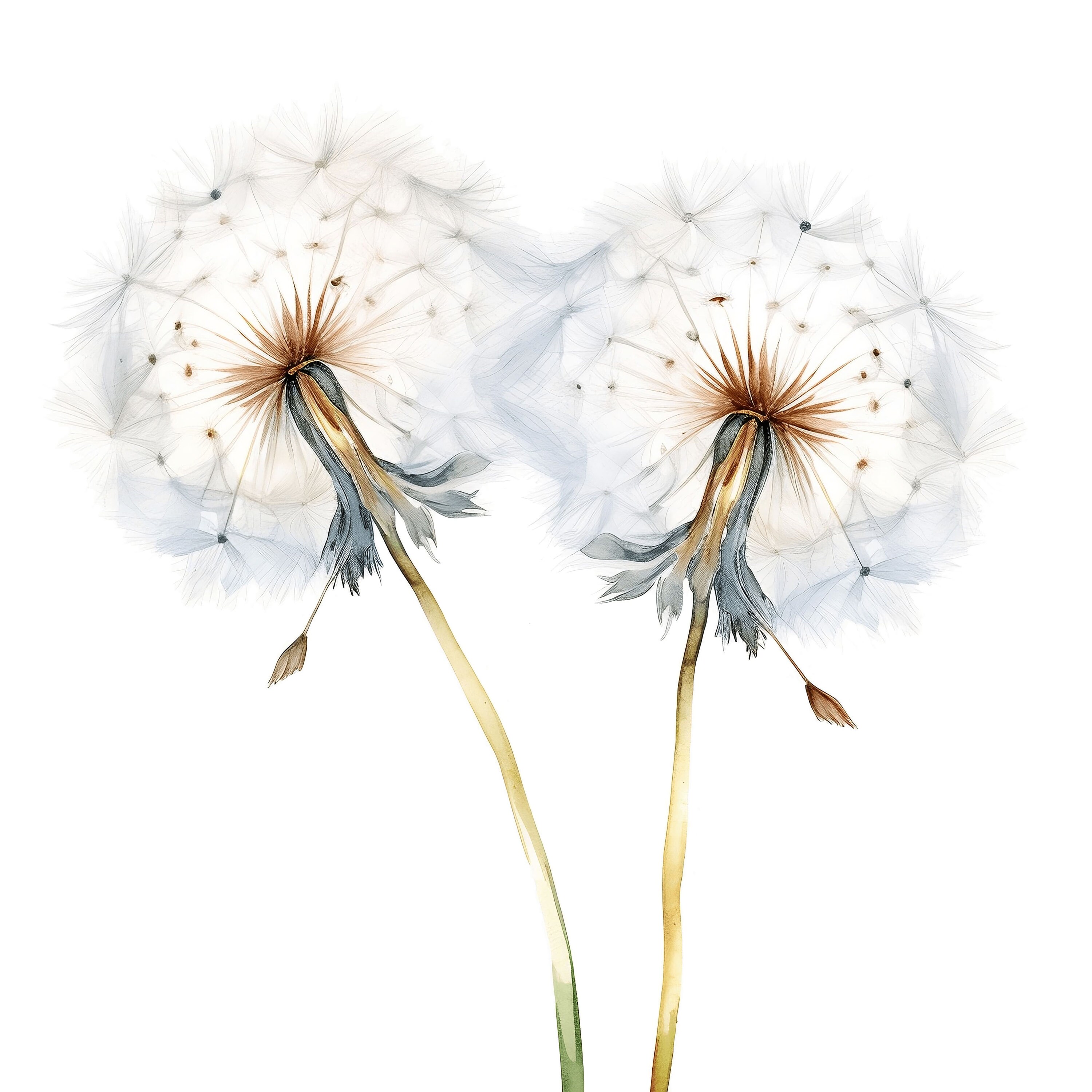 Aquarell Pusteblume Clipart: Botanische Blumen Kunst (Digitaler ...