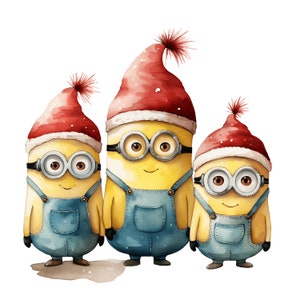 Christmas Minions Digital Images 10 JPG Winter Watercolor Clipart ...