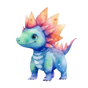Dino Watercolor Clipart | 10 Dinosaur Baby Showers JPG, Digital ...