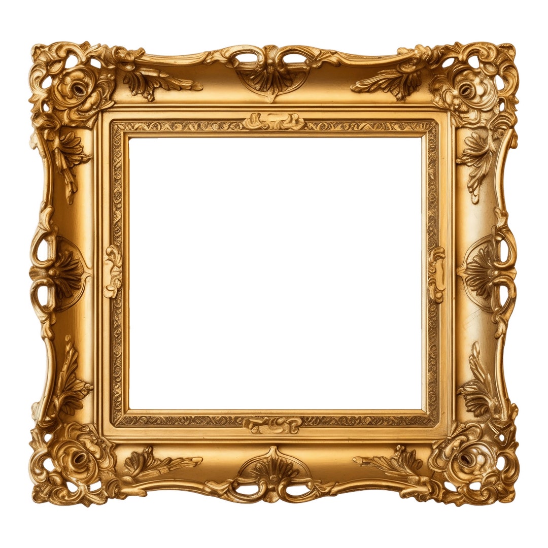 Vintage Gold Frames Clipart | 10 JPG | Vintage Baroque Frames Mockup ...