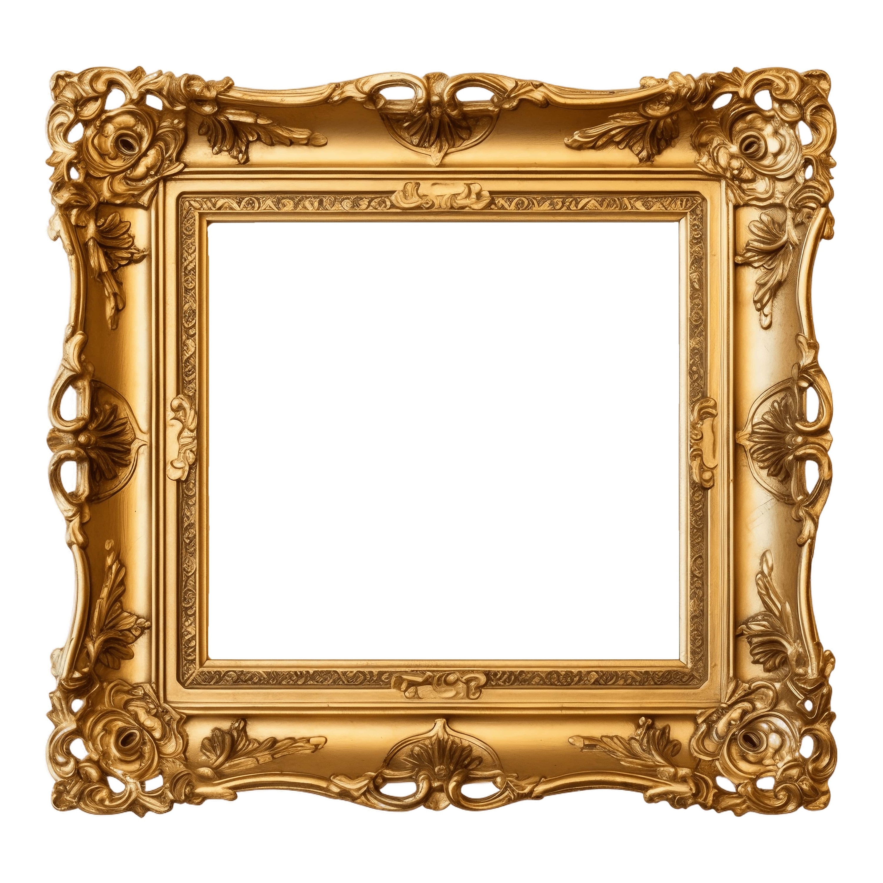 Vintage Gold Frames Clipart | 10 JPG | Vintage Baroque Frames Mockup ...