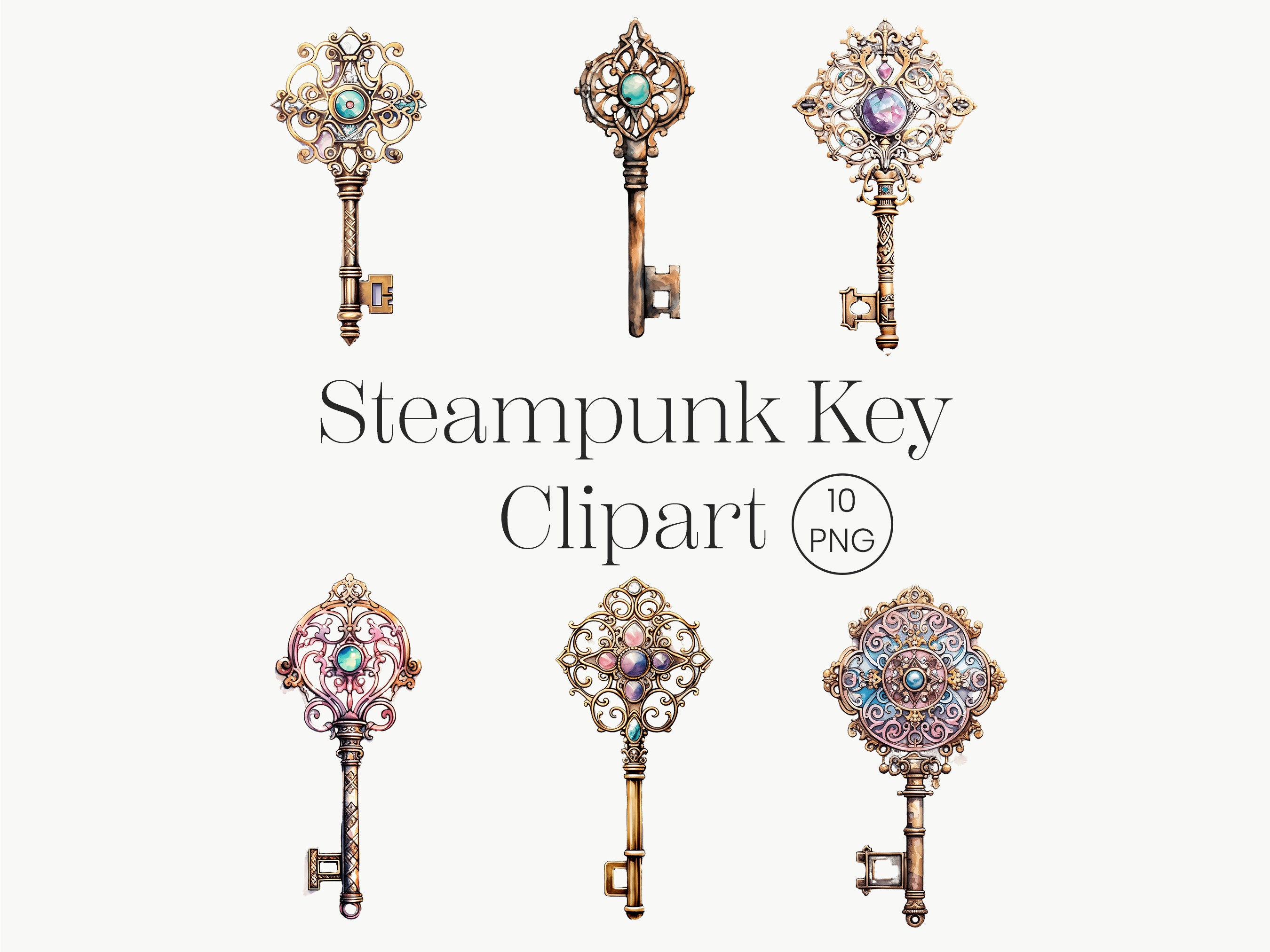 Steampunk Key Clipart 10 Transparent PNG Steampunk Art - Etsy