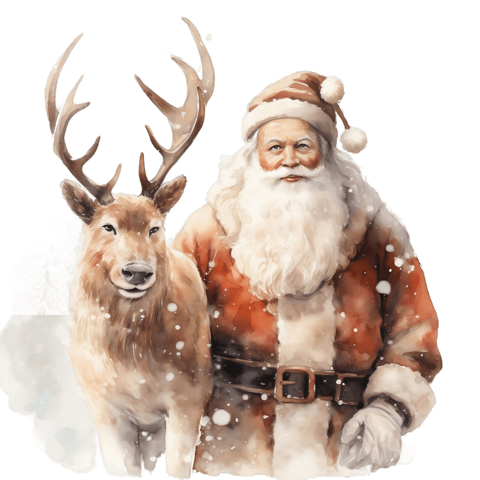 Santa With Reindeer Clipart | 10 High Quality JPG | Holiday Clipart ...