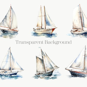 Watercolor Sailboat Clipart | Nautical PNG Graphics (digital Download ...
