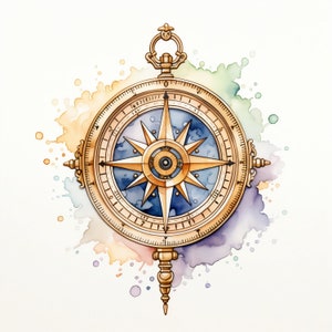 Steampunk Compass Clipart: Retro Nautical Art (JPG) - Etsy