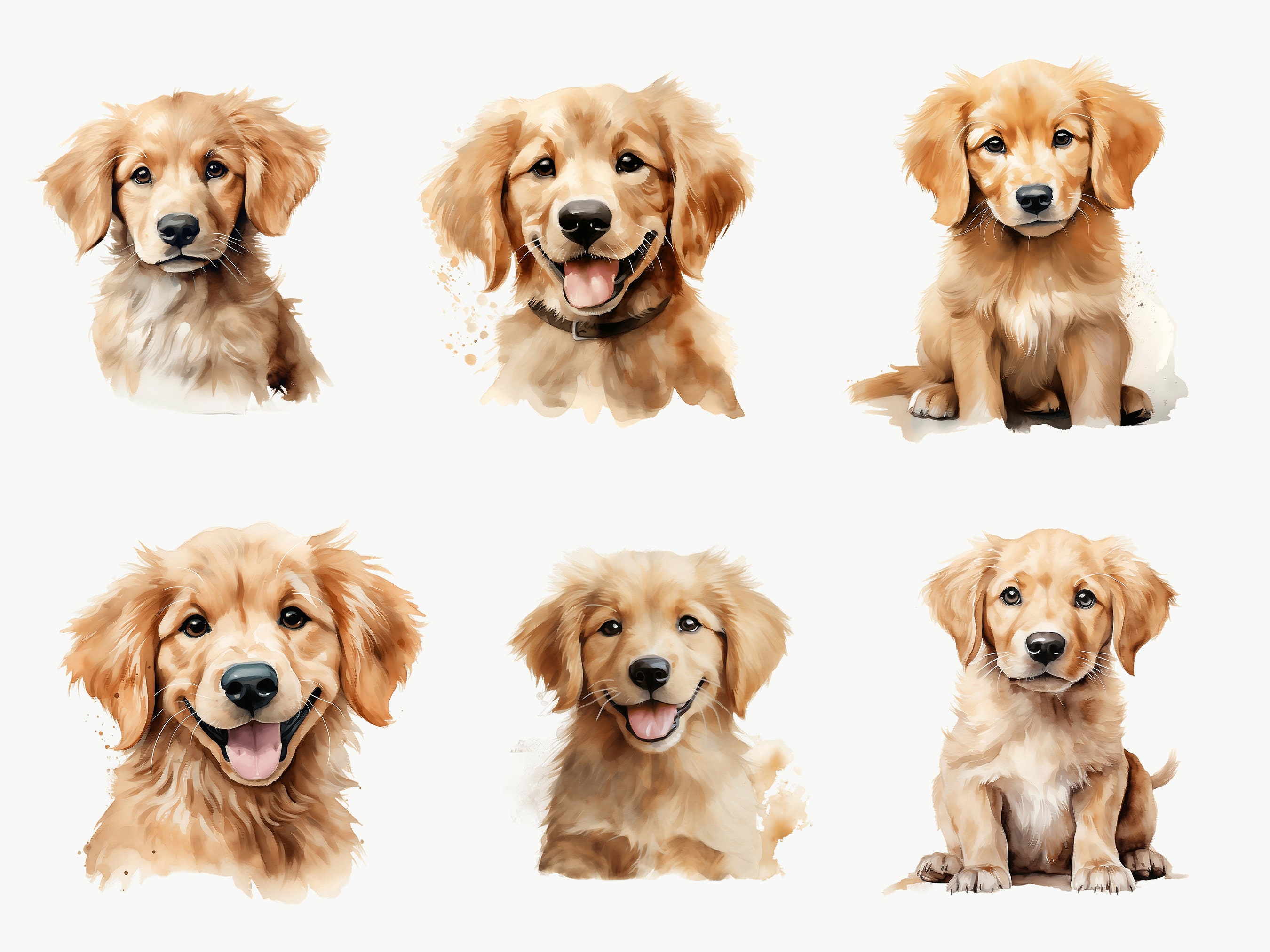 Golden Retriver Puppy Clipart 12 High Quality PNG Cute Dog - Etsy