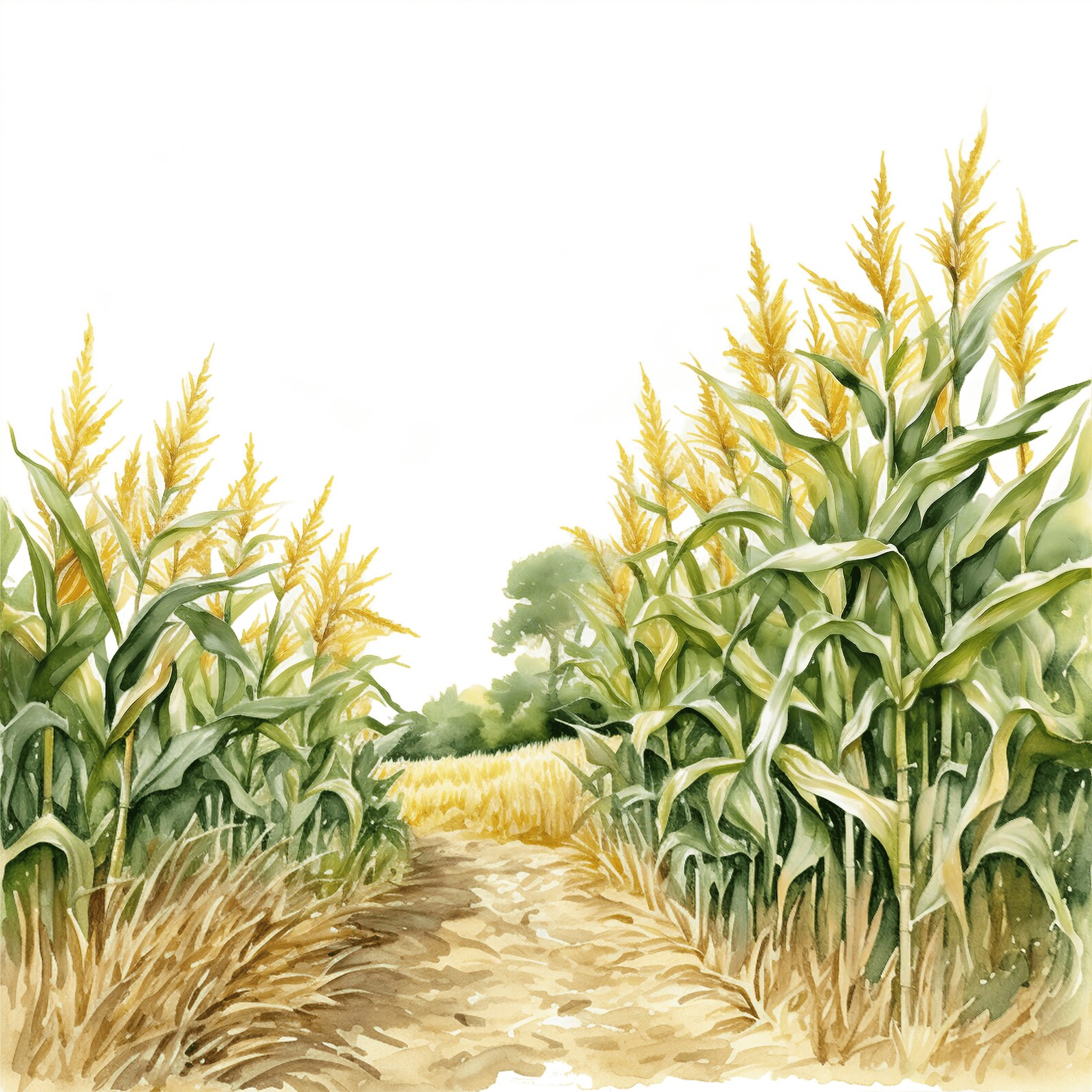 Corn Field Clipart 10 JPG Farm Landscape Watercolor Corn Field Landscape Grass Clipart Summer ...
