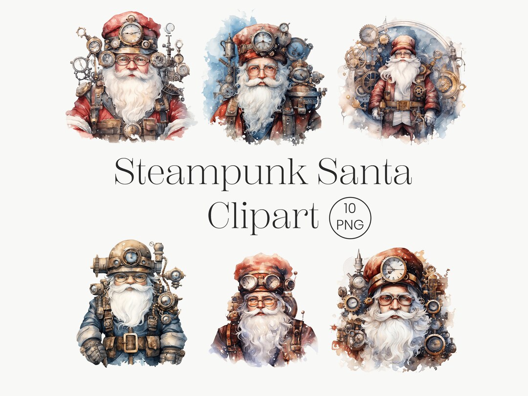 Steampunk Christmas Clipart 10 Transparent PNG Watercolor Steampunk ...