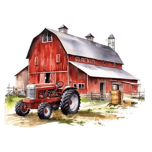 Red Farm Barn Clipart | 10 High Quality JPG | Farmhouse Clipart Farm ...
