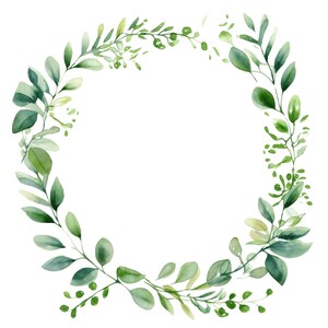 Watercolor Greenery Frames: Botanical Leaf Clipart (digital Download ...