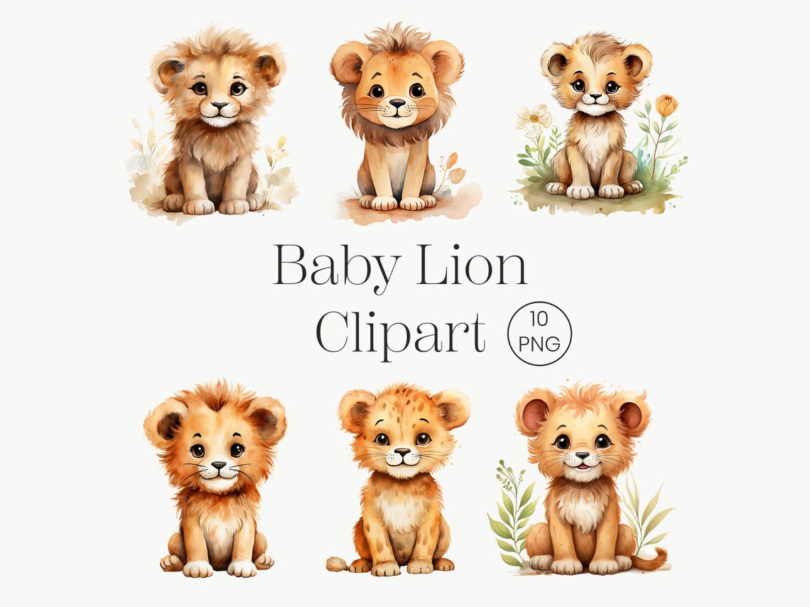 Baby Lion Clipart, Baby Lion PNG, Watercolor Baby Lion Baby Lion PNG ...