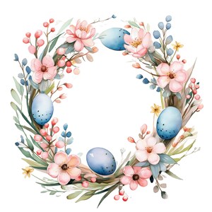 Watercolor Easter Clipart 10 JPG Easter Egg Graphics, Floral, Easter ...