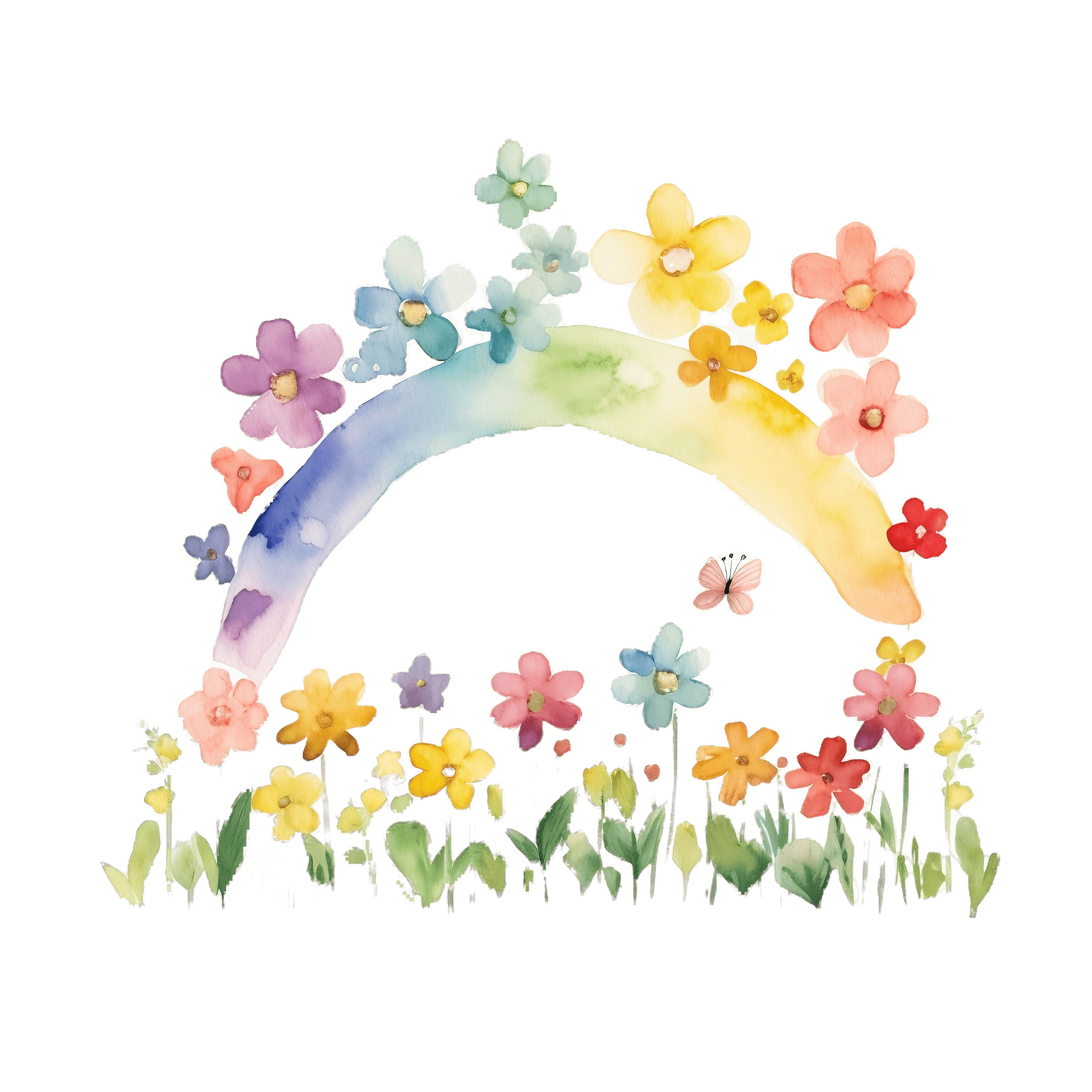 Watercolor Rainbow Clipart: Floral Nursery Art (digital Download) - Etsy UK