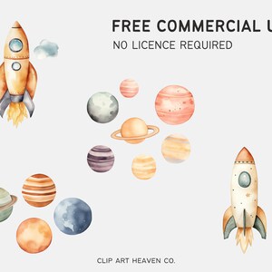 Watercolor Space Clipart Bundle | 10 PNG | Space Astronaut Alien Rocket ...