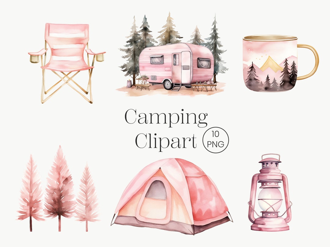 Camping Clipart 10 PNG Watercolor Girl Camping Clipart, Campfire Camper ...