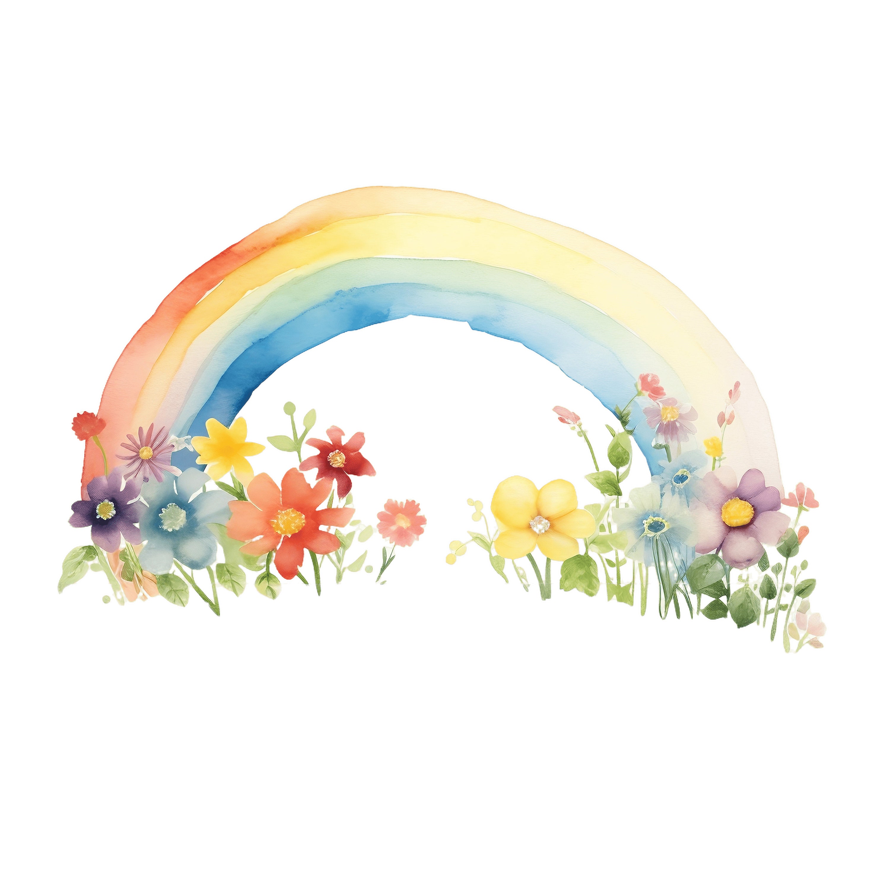 Watercolor Rainbow Clipart: Floral Nursery Art (digital Download) - Etsy