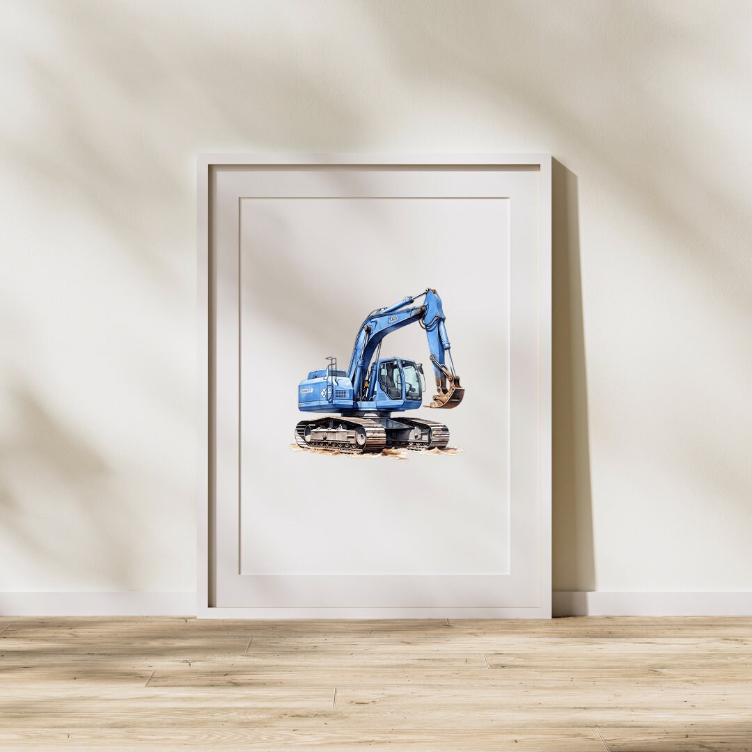 Blue Excavator Watercolor 10 High Quality Transparent PNG - Etsy