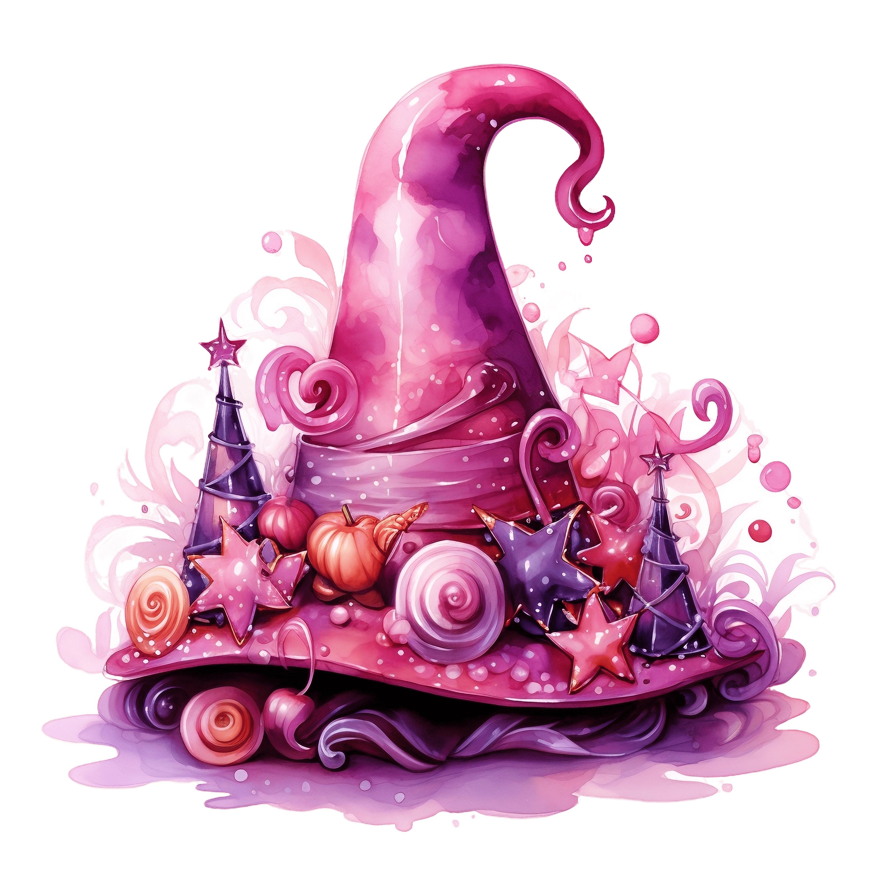 Watercolor Candy Witch Clipart 10 JPG Fantasy Clipart Printable Light ...