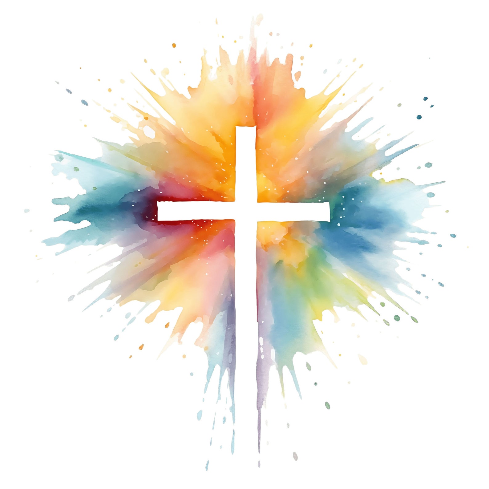 Watercolor Light Ray Cross 10 JPG Cross Clipart Heaven Watercolor Clip ...