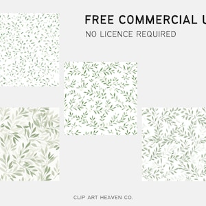 Sage Green Leaf Pattern: Botanical Seamless Backgrounds (10 JPG Digital ...
