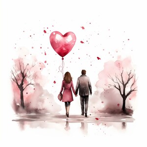 Valentine Clipart 10 JPG Valentine's Day Romantic Watercolor Digital ...