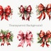 Watercolor Christmas Ribbon Clipart | Festive Bow PNG Bundle (digital ...