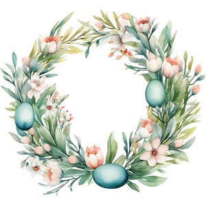 Watercolor Easter Clipart 10 JPG Easter Egg Graphics, Floral, Easter ...