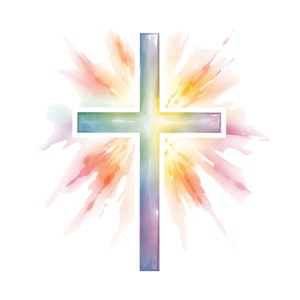 Watercolor Light Ray Cross 10 JPG Cross Clipart Heaven Watercolor Clip ...