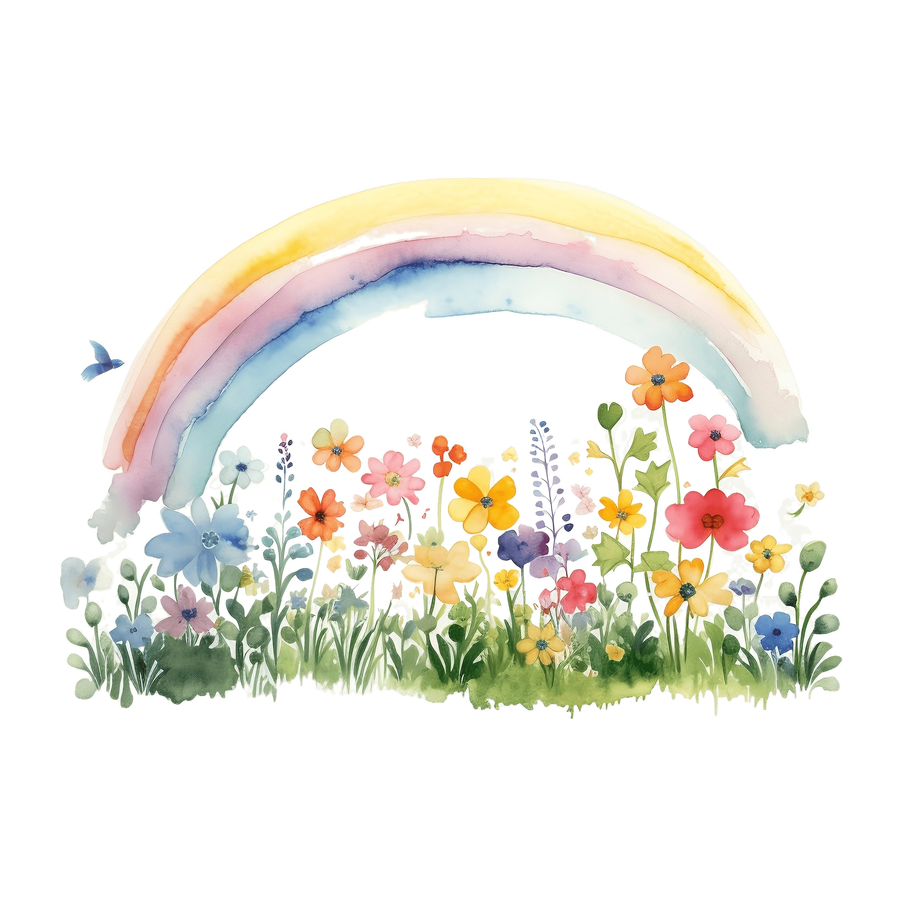 Watercolor Rainbow Clipart: Floral Nursery Art (digital Download) - Etsy UK