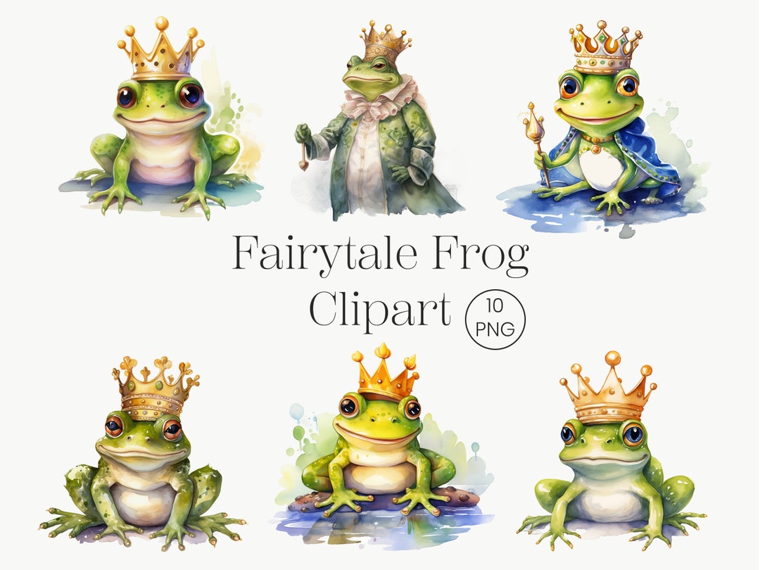 Watercolor Frog Prince Clipart: Fairytale PNG Set (digital Download) - Etsy
