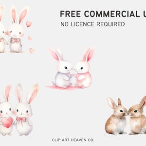 Bunny Love Clipart Bundle 10 PNG Watercolor Pastel Rabbit Clipart ...