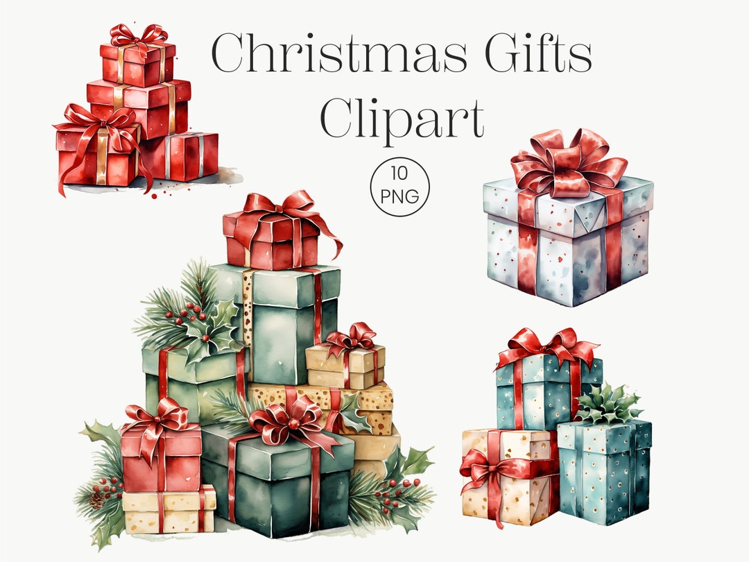 Christmas Gifts Watercolor | 10 High Quality Transparent PNG ...