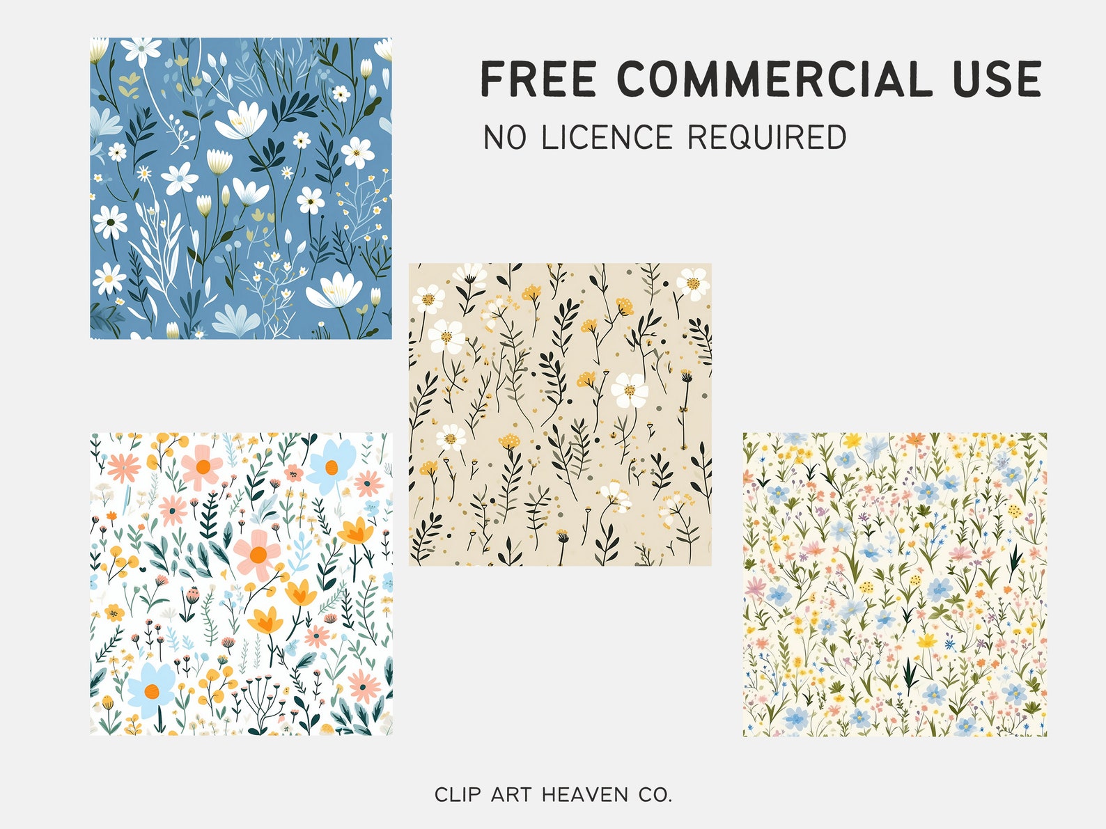 Wildflower Seamless Background 10 JPG Boho Wildflower Seamless Pattern Pack Watercolor ...