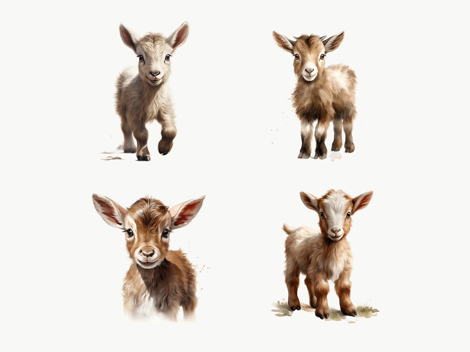 Baby Goat Clipart | 10 Transparent PNG, Digital Download | Farm Animals ...