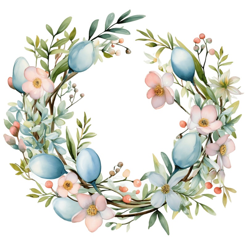 Watercolor Easter Clipart 10 JPG Easter Egg Graphics, Floral, Easter ...