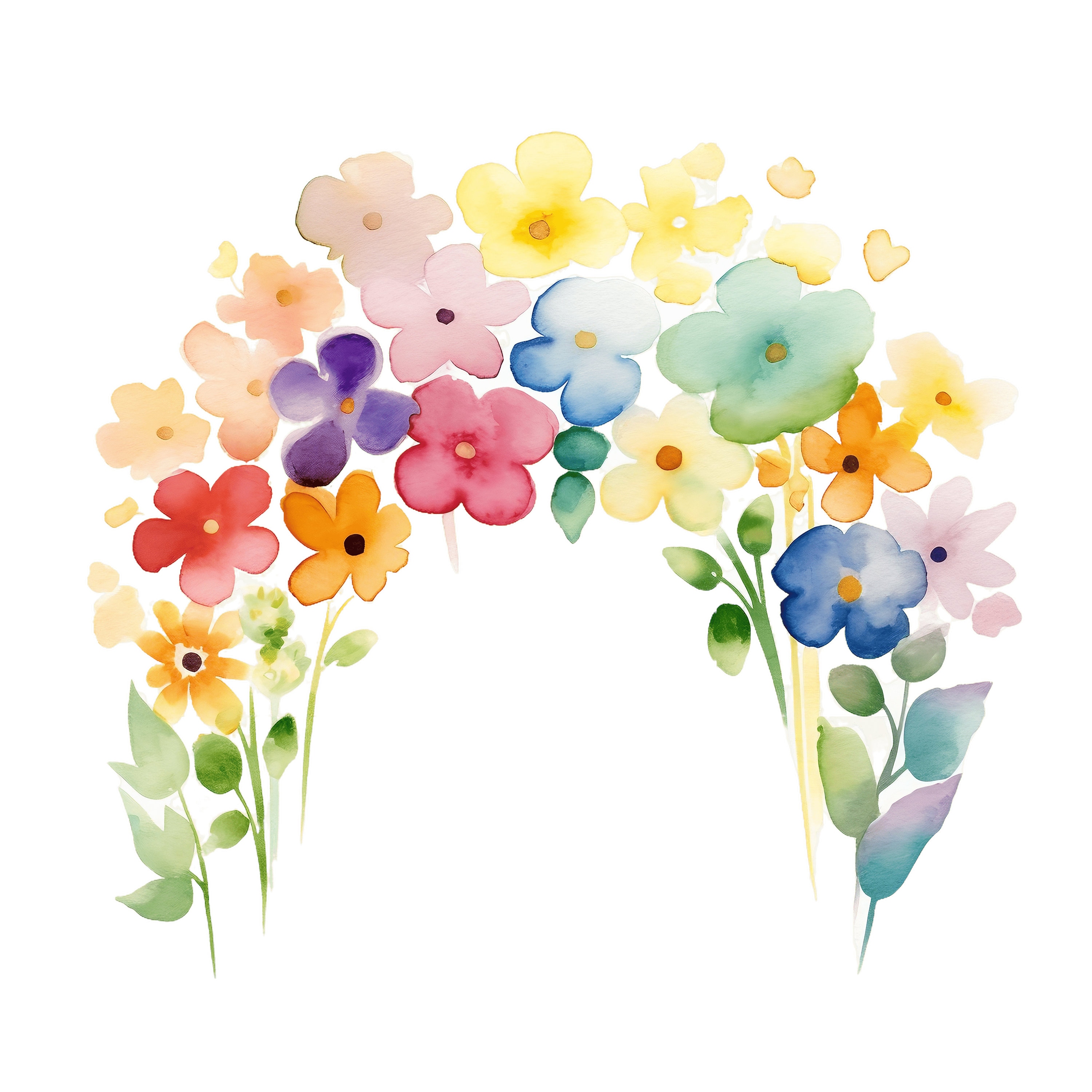 Watercolor Rainbow Clipart: Floral Nursery Art (digital Download) - Etsy UK