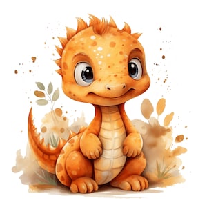 Watercolor Dinosaur Clipart | Cute Dino, Nursery Art (digital Download ...