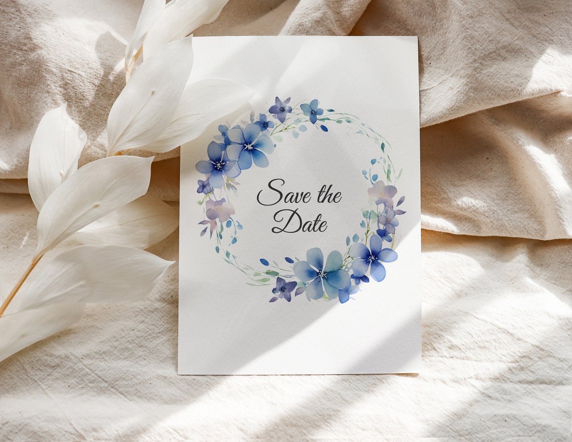 Blue Floral Wreath Watercolor Clipart (PNG) - Etsy